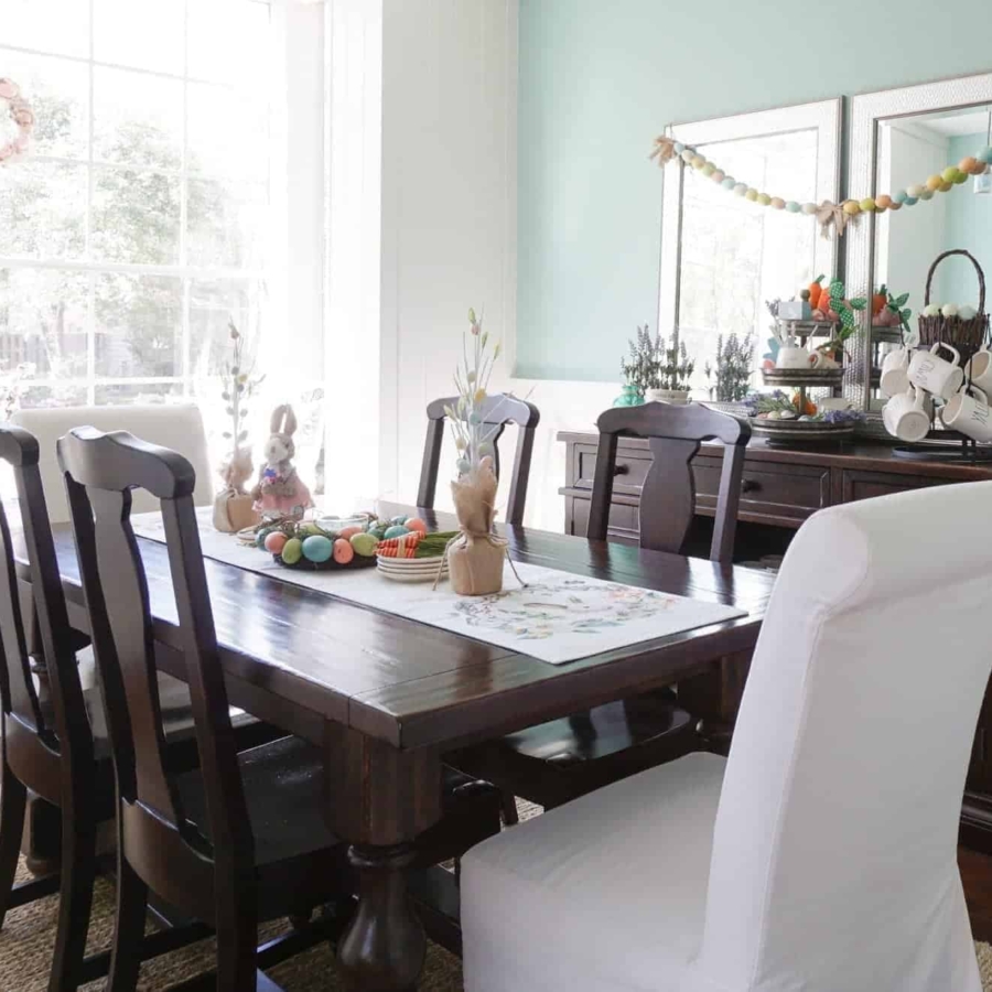 A Simple Spring Dining Room - One Happy Housewife