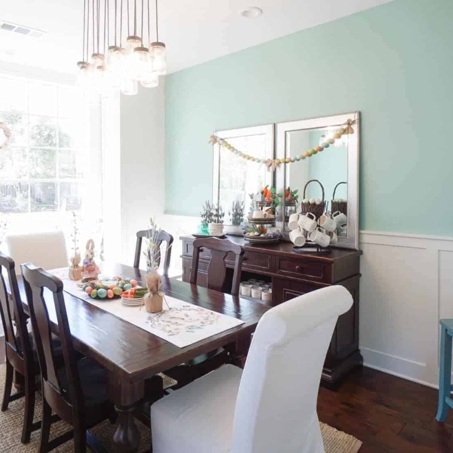 A Simple Spring Dining Room - One Happy Housewife