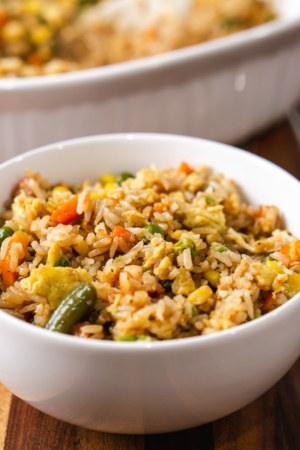Easy Vegetable and Egg Fried Rice - One Happy Housewife