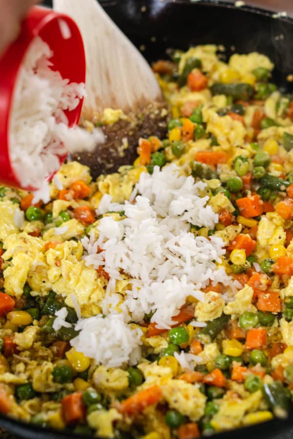 Easy Vegetable and Egg Fried Rice - One Happy Housewife