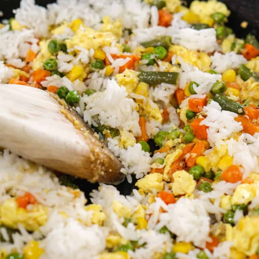 Easy Vegetable and Egg Fried Rice - One Happy Housewife